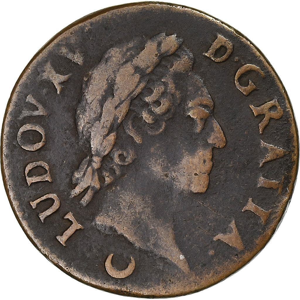 France Louis XV 1/2 Sol Demi sol à la vieille tête 1772 Metz Cuivre TB+ – Numiscorner.com