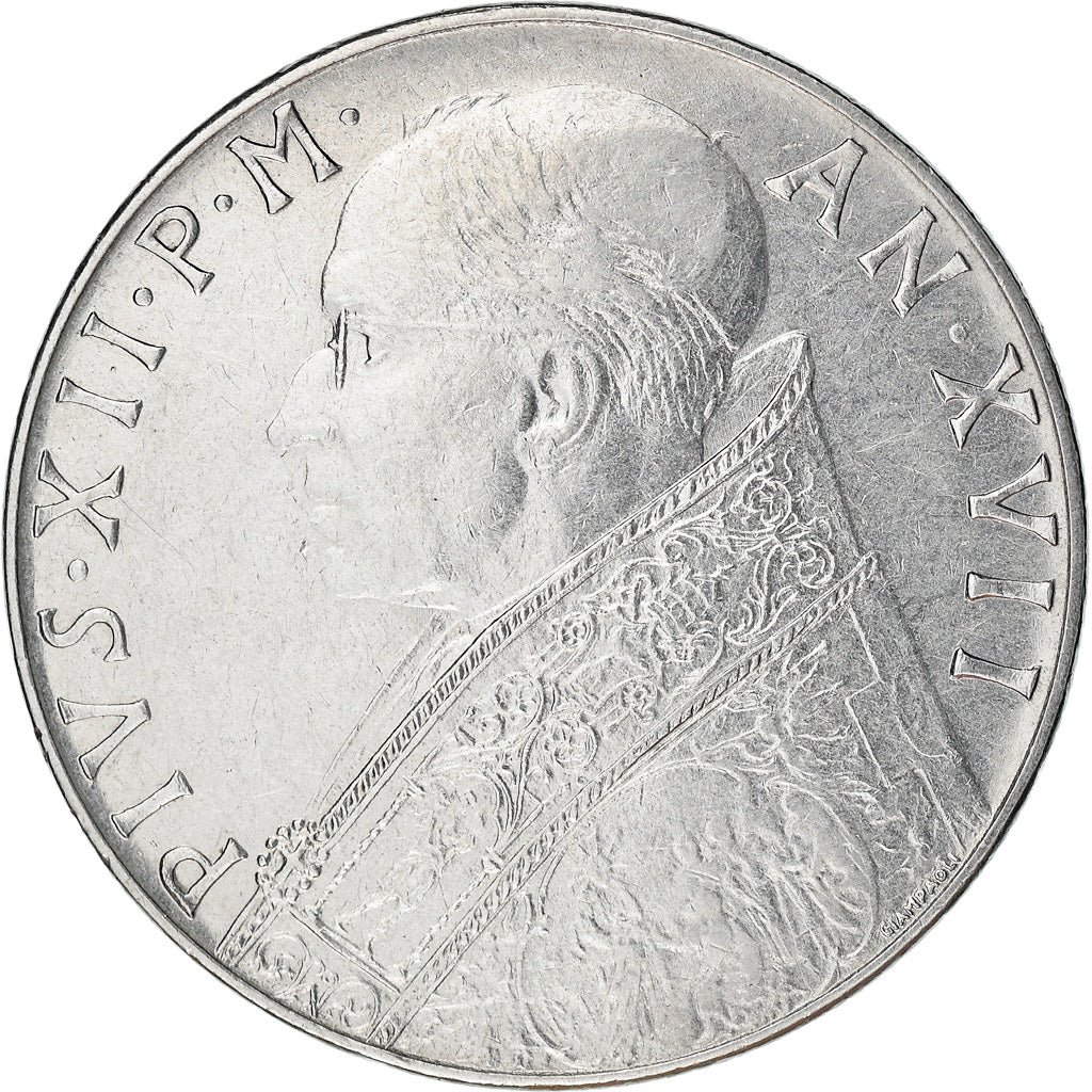 Coin VATICAN CITY Pius XII 100 Lire 1955 Roma EF(40-45) Stainless Steel – Numiscorner.com