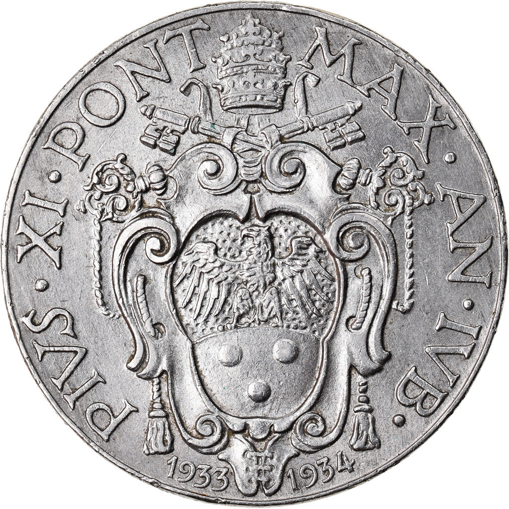 Coin VATICAN CITY Pius XI 2 Lire 1933-1934 Roma AU(50-53) Nickel KM:16 – Numiscorner.com