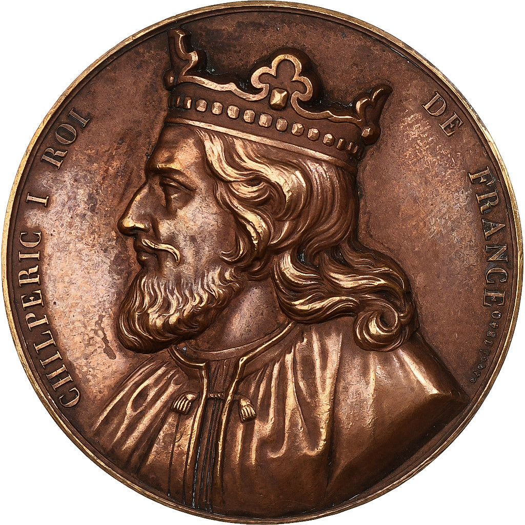 France Medal Les rois de France Chilperic I 1840 Copper Caqué AU(55-58 ...