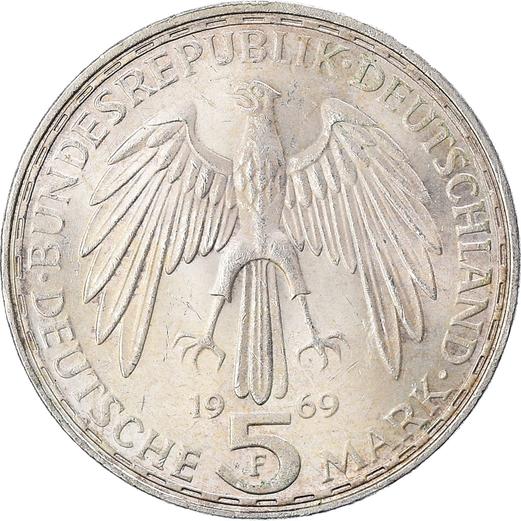 Monnaie République fédérale allemande 5 Mark 1969 Stuttgart Germany ...