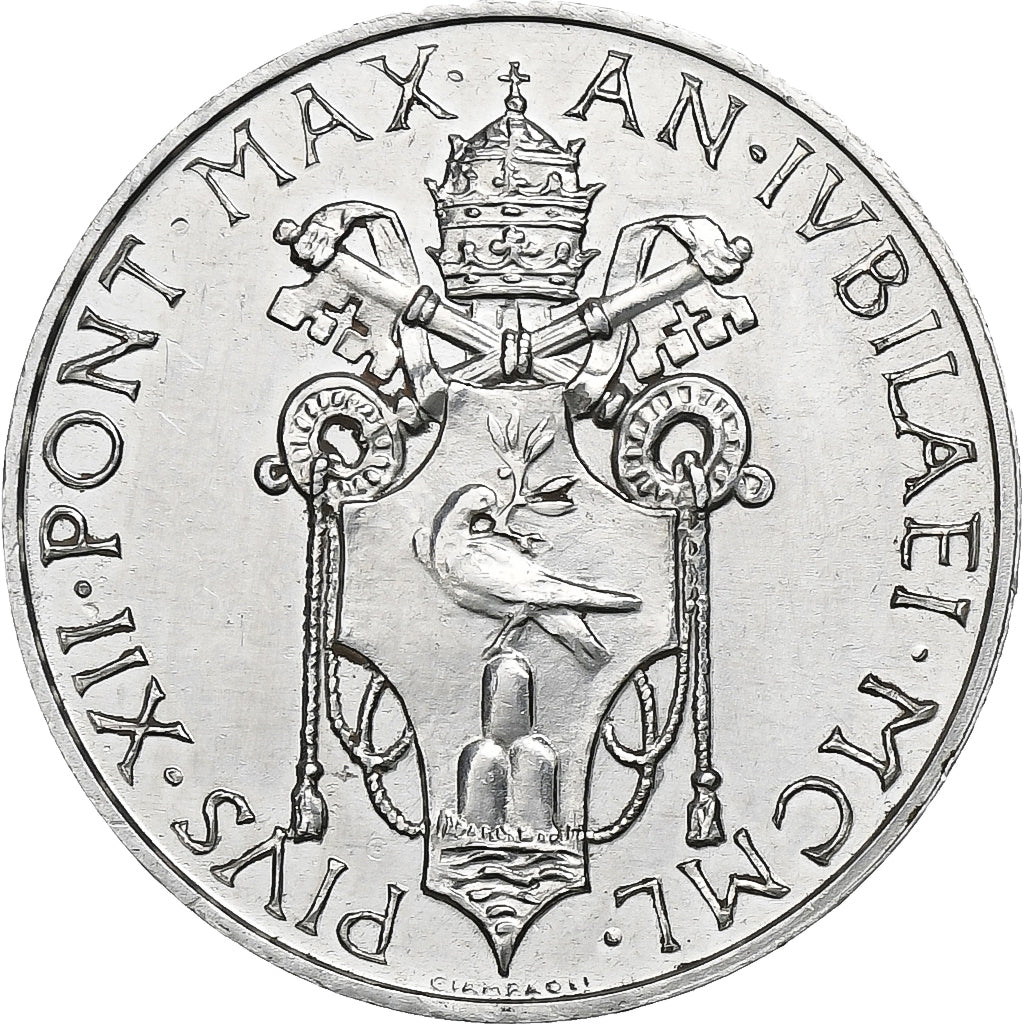 VATICAN CITY Pius XII Lira 1950 Rome Aluminum MS(60-62) KM:44 ...