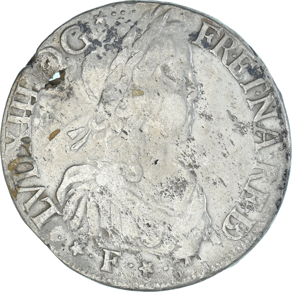 Coin France Louis XIV Écu de Béarn à la mèche longue 1653 Pau ...