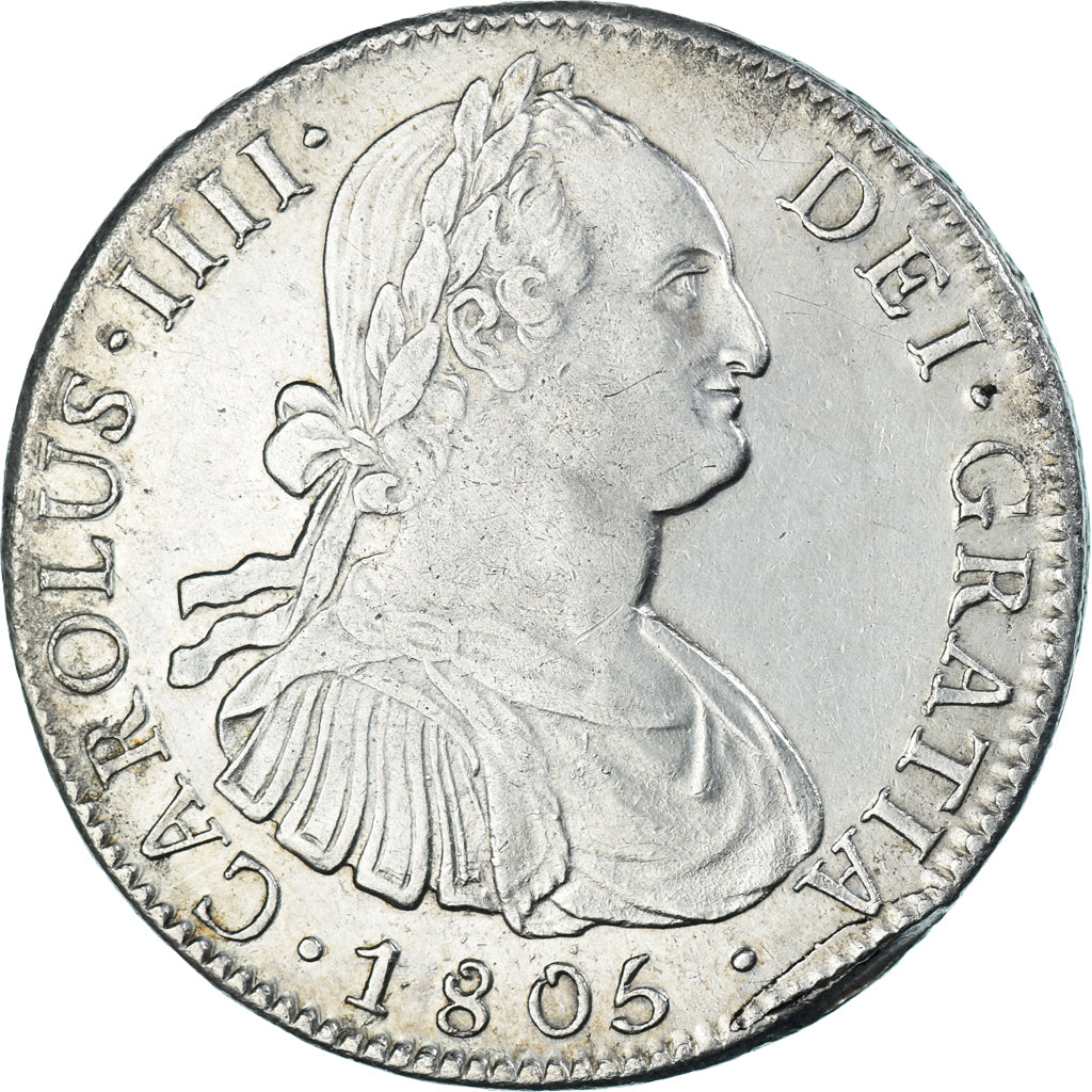 Coin Spain Charles IV 8 Reales 1805 Mexico TH AU(55-58) Silver KM:109 ...
