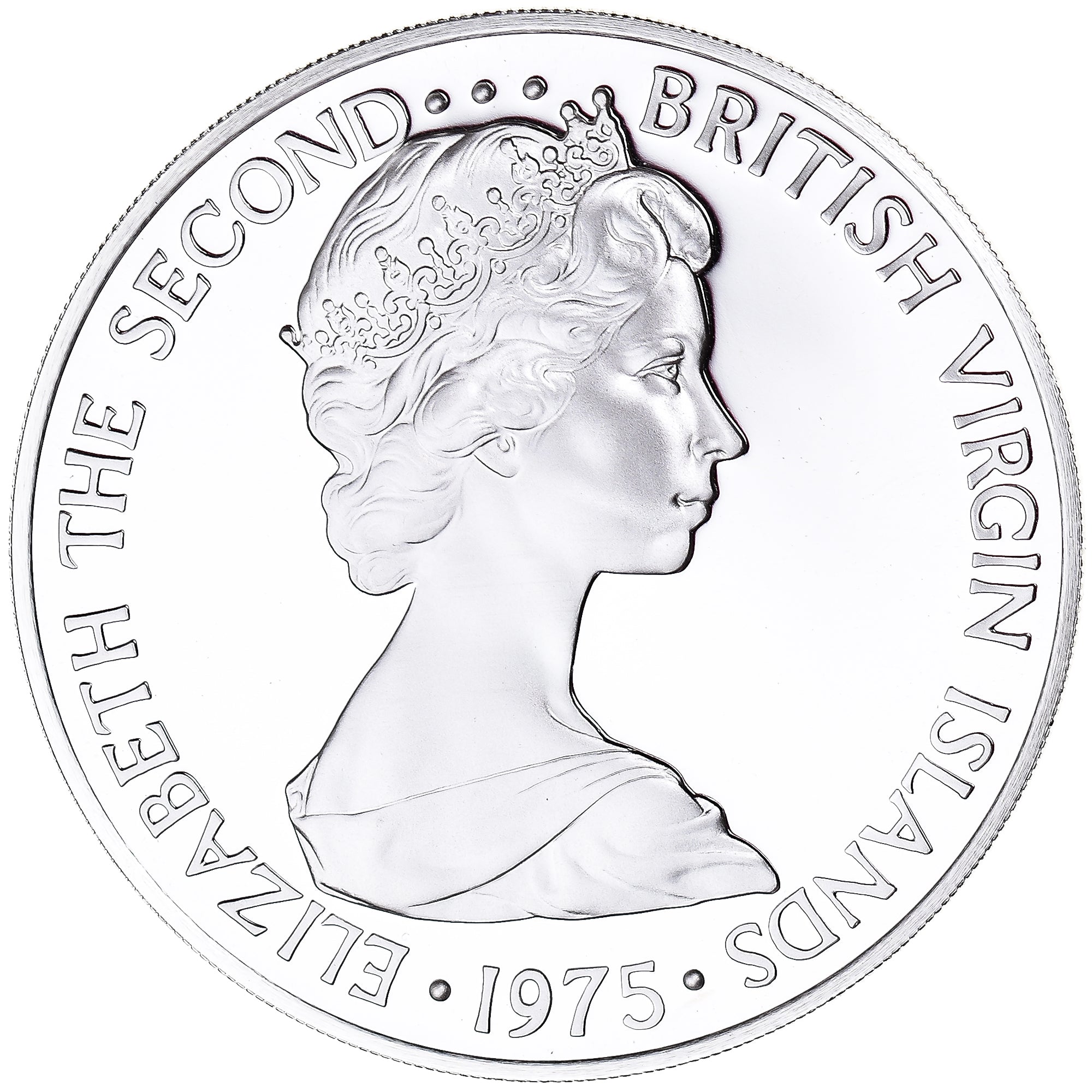 Coin BRITISH VIRGIN ISLANDS Elizabeth II Dollar 1975 Franklin Mint U.S ...