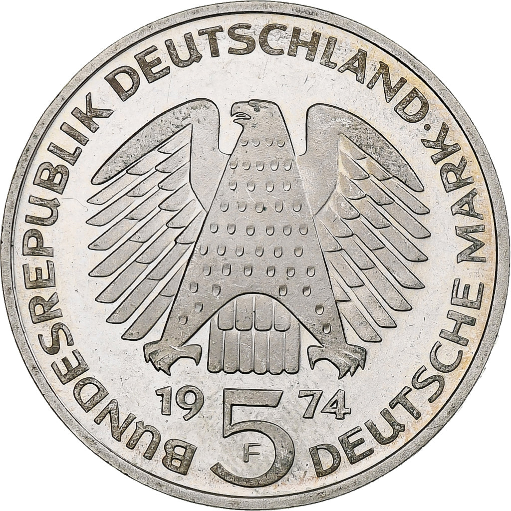 Monnaie République fédérale allemande 5 Mark 1974 Stuttgart Germany BE ...