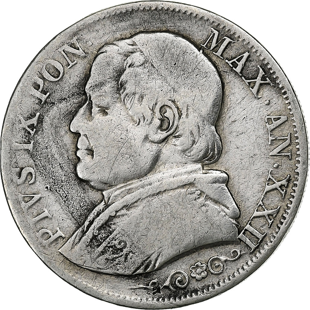 Coin ITALIAN STATES PAPAL STATES Pius IX Lira 1868 Roma VF(30-35 ...