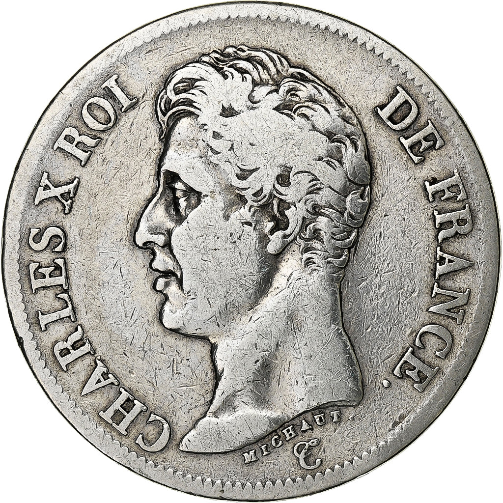 Moneta Francia Charles X 5 Francs 1826 Paris MB+ Argento Gadoury:643 ...