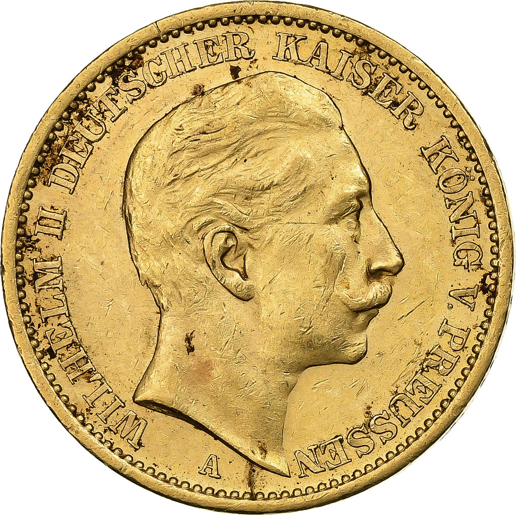 Coin German States PRUSSIA Wilhelm II 20 Mark 1908 Berlin AU(55-58 ...