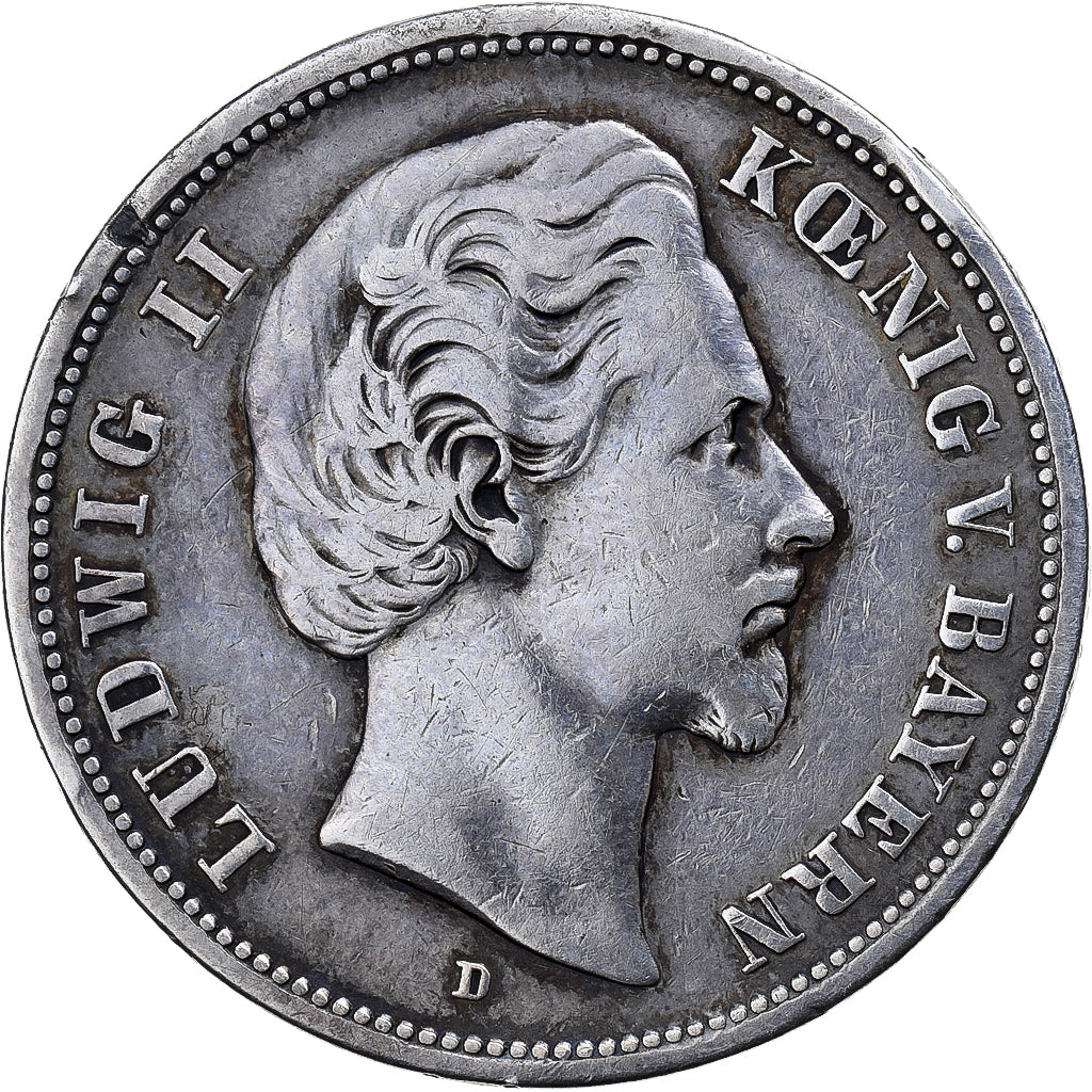 German States BAVARIA Ludwig II 5 Mark 1874 Munich Silver VF(30-35 ...