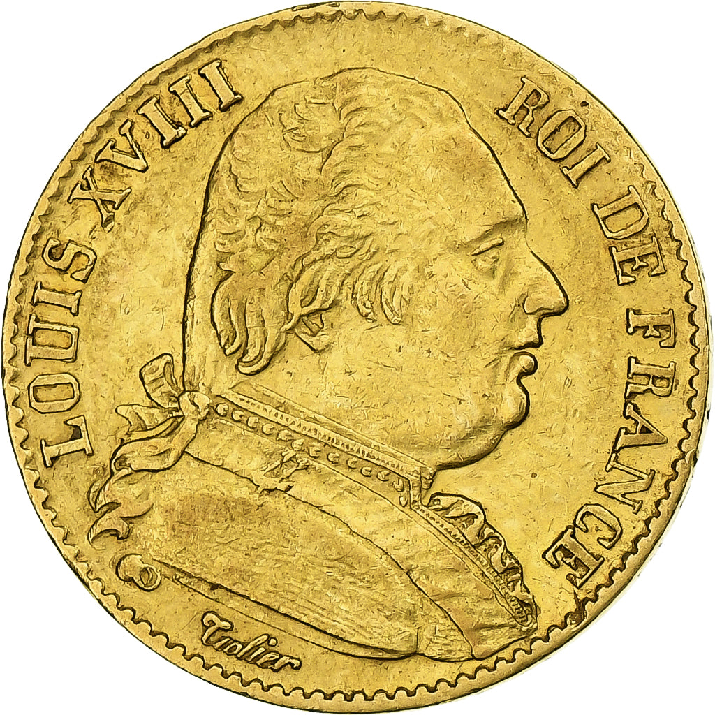 Francja Louis XVIII 20 Francs Louis XVIII 1815 Paris Złoto AU(50-53) – Numiscorner.com