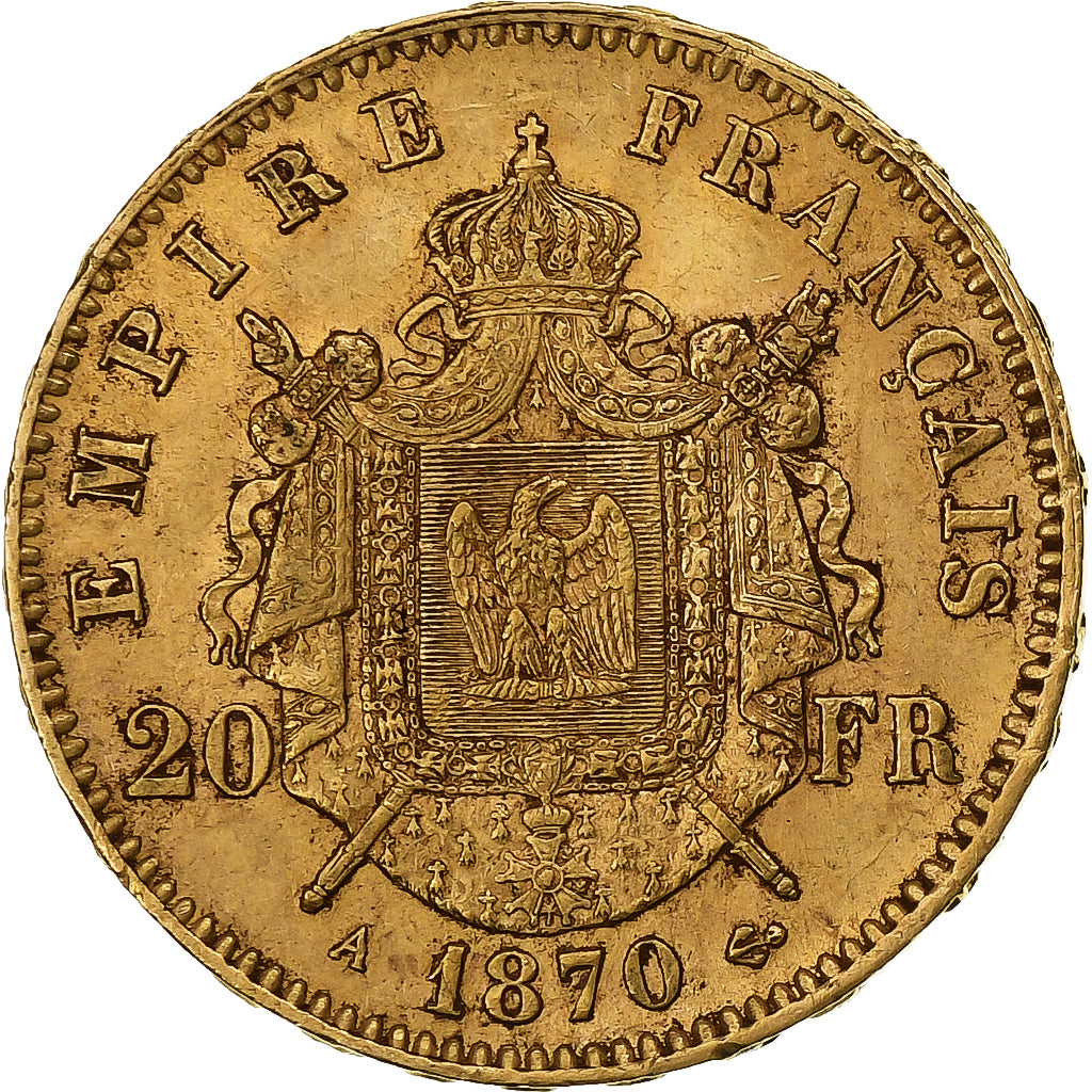 France Napoleon III 20 Francs Napoléon III 1870 Paris Gold AU(50-53 ...