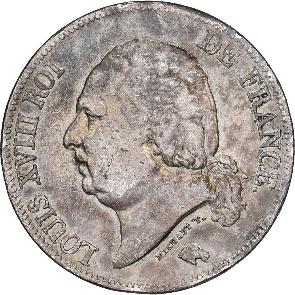 France 5 Francs Louis XVIII 1822 Paris Argent TB+ Gadoury:614 KM:711.1 ...