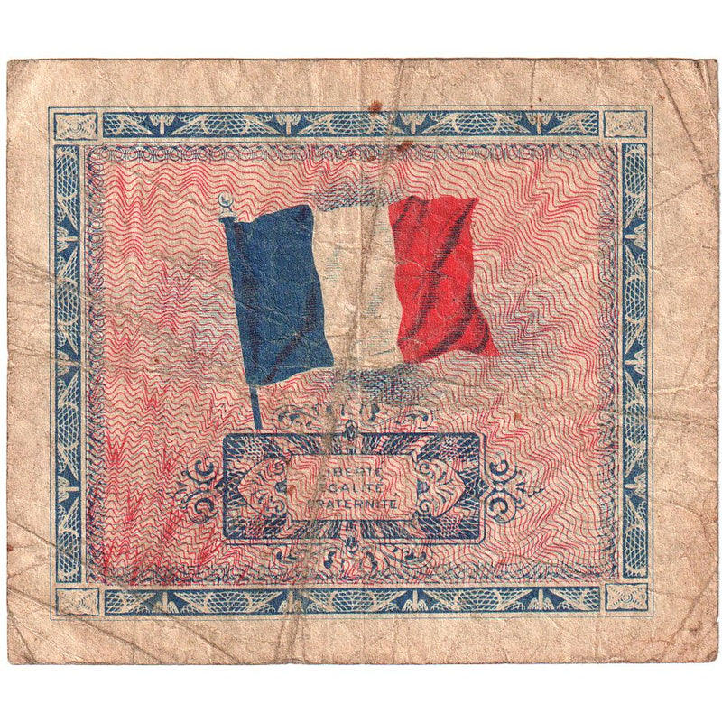 France 2 Francs Flag/France 1944 1944 AU(55-58) Fayette:VF16.1 KM:114a ...