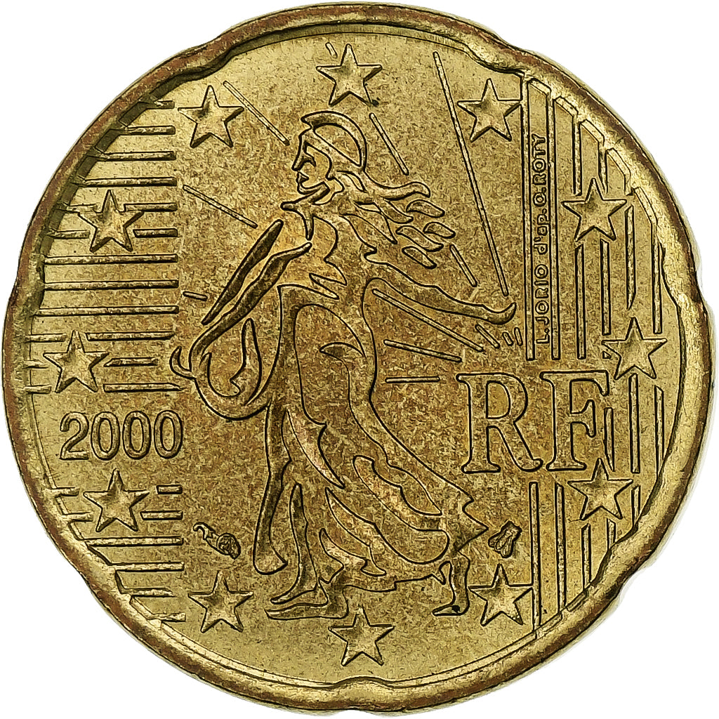 France 20 Euro Cent 2000 Paris AU(55-58) Brass KM:1411 – Numiscorner.com