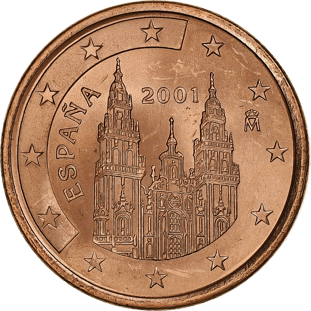 Spanje Juan Carlos I 5 Euro Cent 2001 Madrid UNC- Copper Plated Steel ...