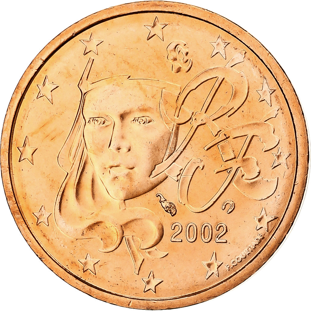 France 2 Euro Cent 2002 MDP Série BU MS(64) Copper Plated Steel KM:1283 ...