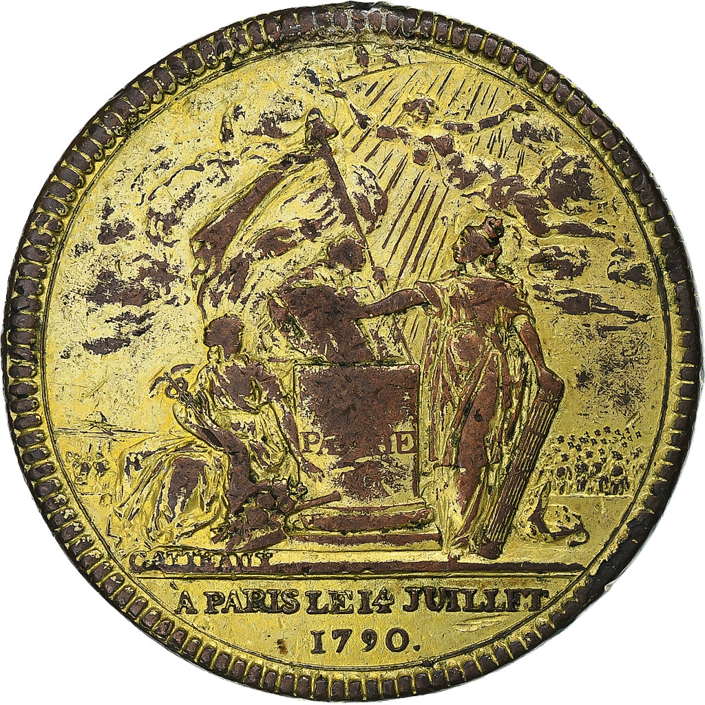 France Token Constitution Confédération des François 1790 Copper Gilt ...