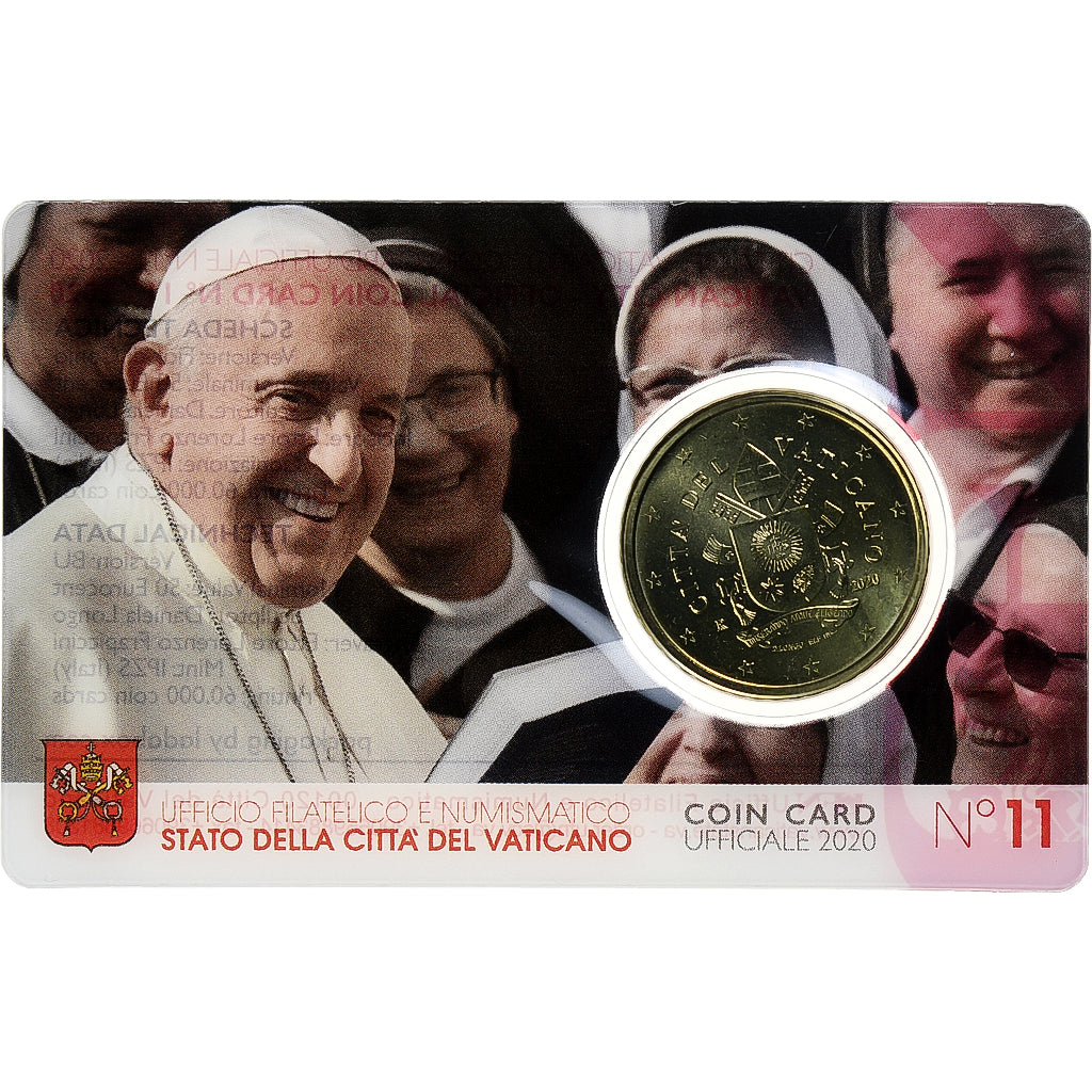 Vatican 50 Euro Cent Pape François Coin card.FDC 2020 Rome Or nordique ...