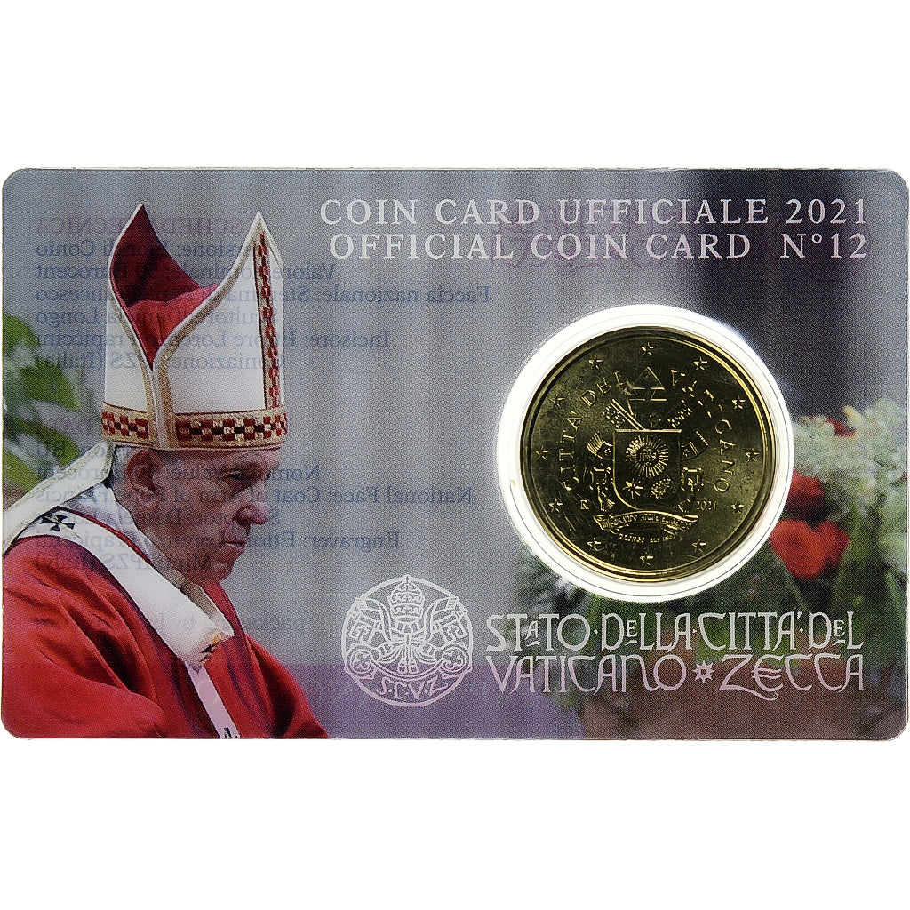 Vatican 50 Euro Cent Pape François Coin card.FDC 2021 Rome Nordic gold ...