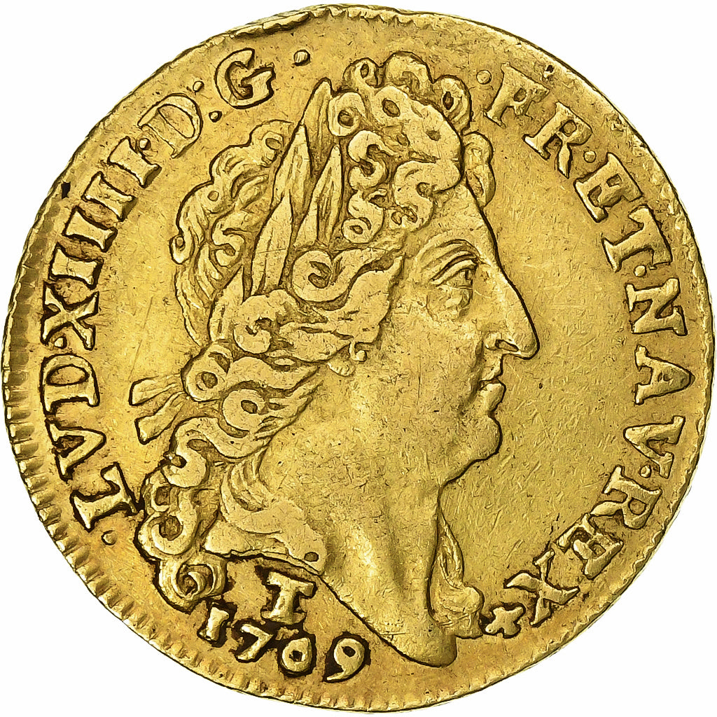 France Louis XIV louis d'or au soleil 1709 Nantes Gold EF(40-45 ...