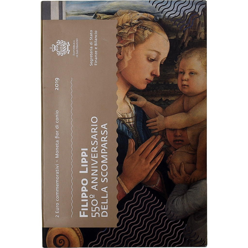 Saint Marin 2 Euro Filippo Lippi Coin card.FDC 2019 Rome Bimétallique ...