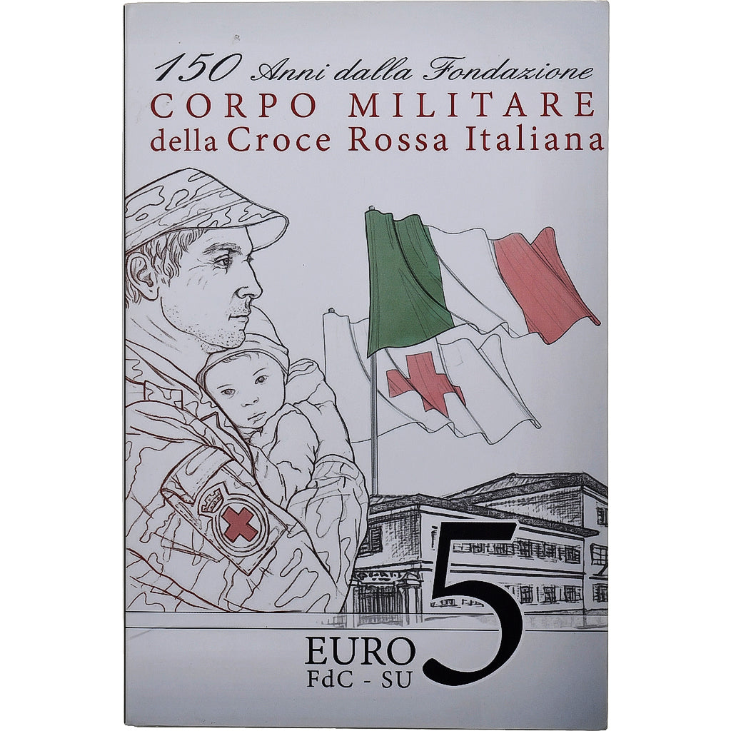 Italy 5 Euro 150 Years of Red Cross Coin Card.Colorized 2016 Rome ...