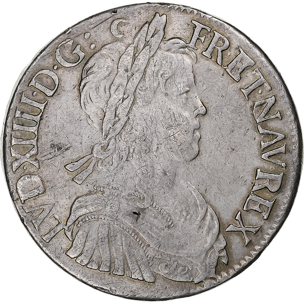 France Louis XIV Écu à la mèche longue 1653 Rennes Silver EF(40-45 ...