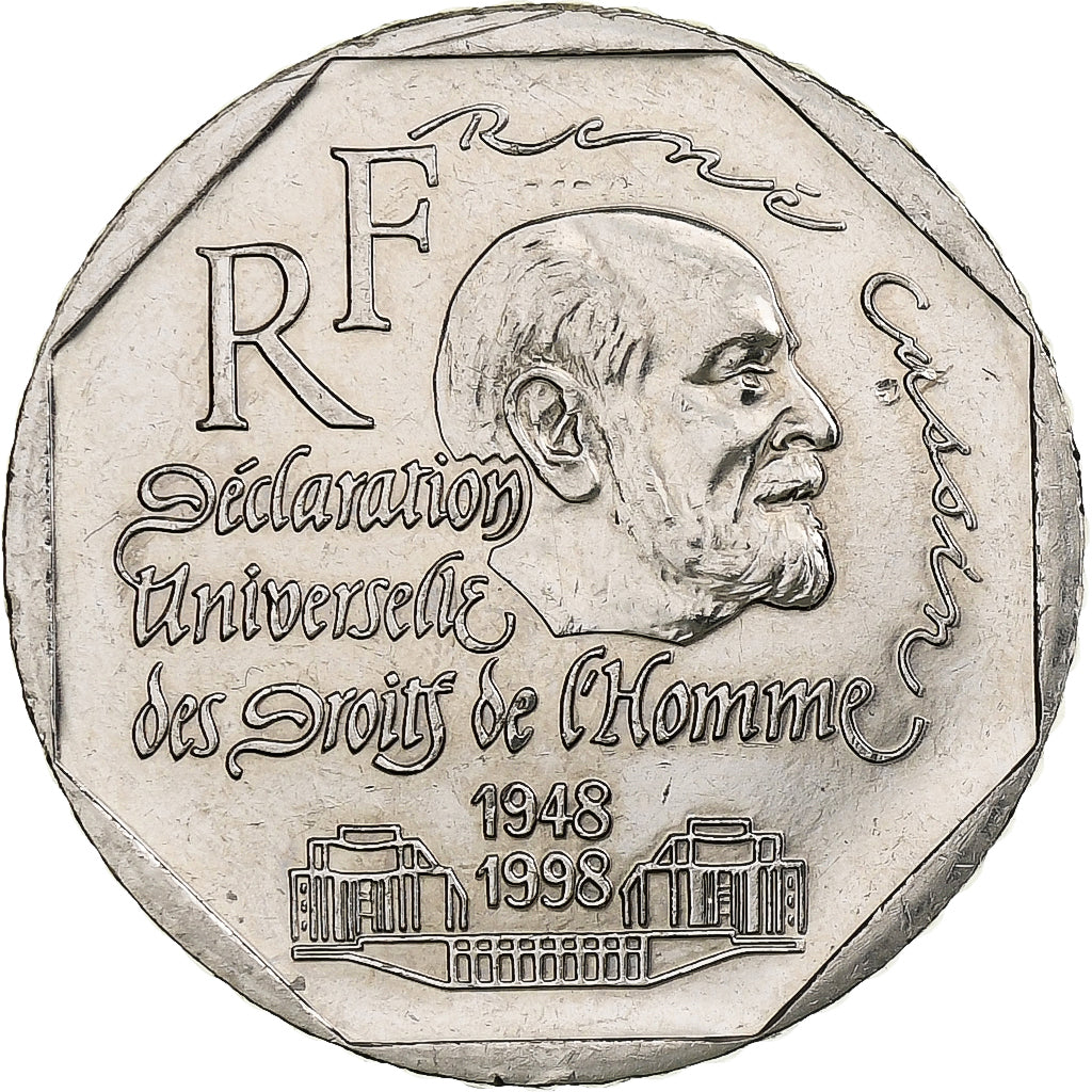 France 2 Francs René Cassin 1998 Pessac Nickel AU(55-58) Gadoury:551 ...