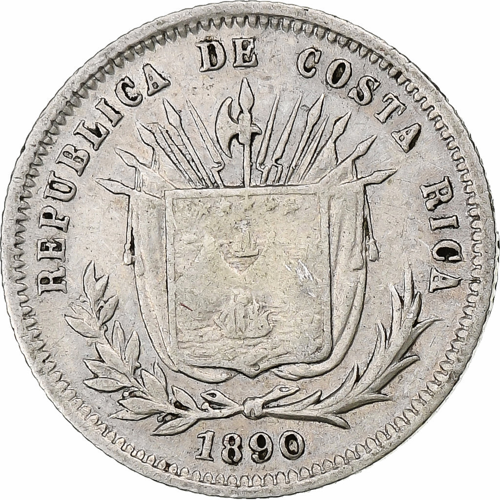 Costa Rica 5 Centavos 1890 Heaton Plata MBC KM:128 – Numiscorner.com