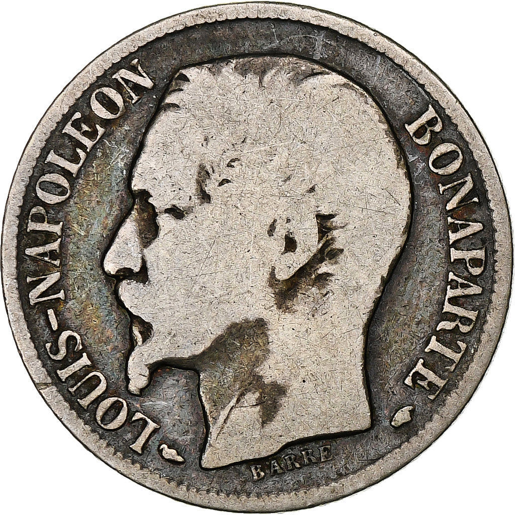 France Louis-Napoléon Bonaparte Franc 1852 Paris Silver F(12-15 ...