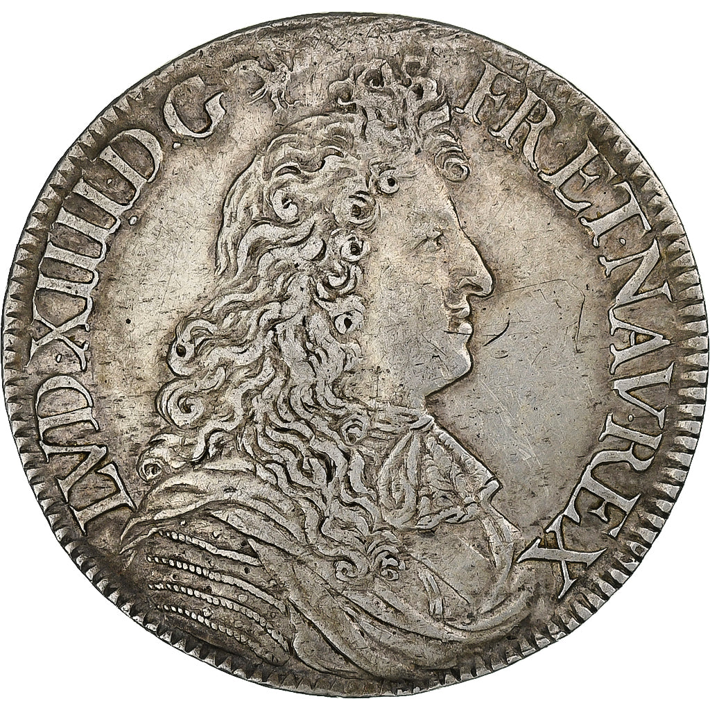 France Louis XIV Écu à la cravate 1673 Paris Silver EF(40-45 ...