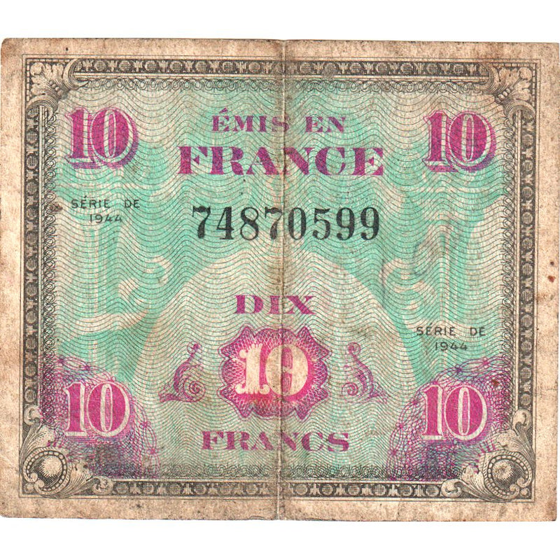 France 2 Francs Flag/France 1944 1944 AU(55-58) Fayette:VF16.1 KM:114a ...