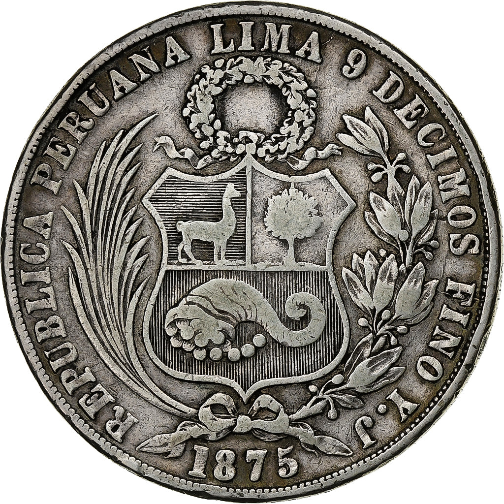 Perú SOUTH PERU Sol 1875 Lima Plata MBC KM:196.3 – Numiscorner.com