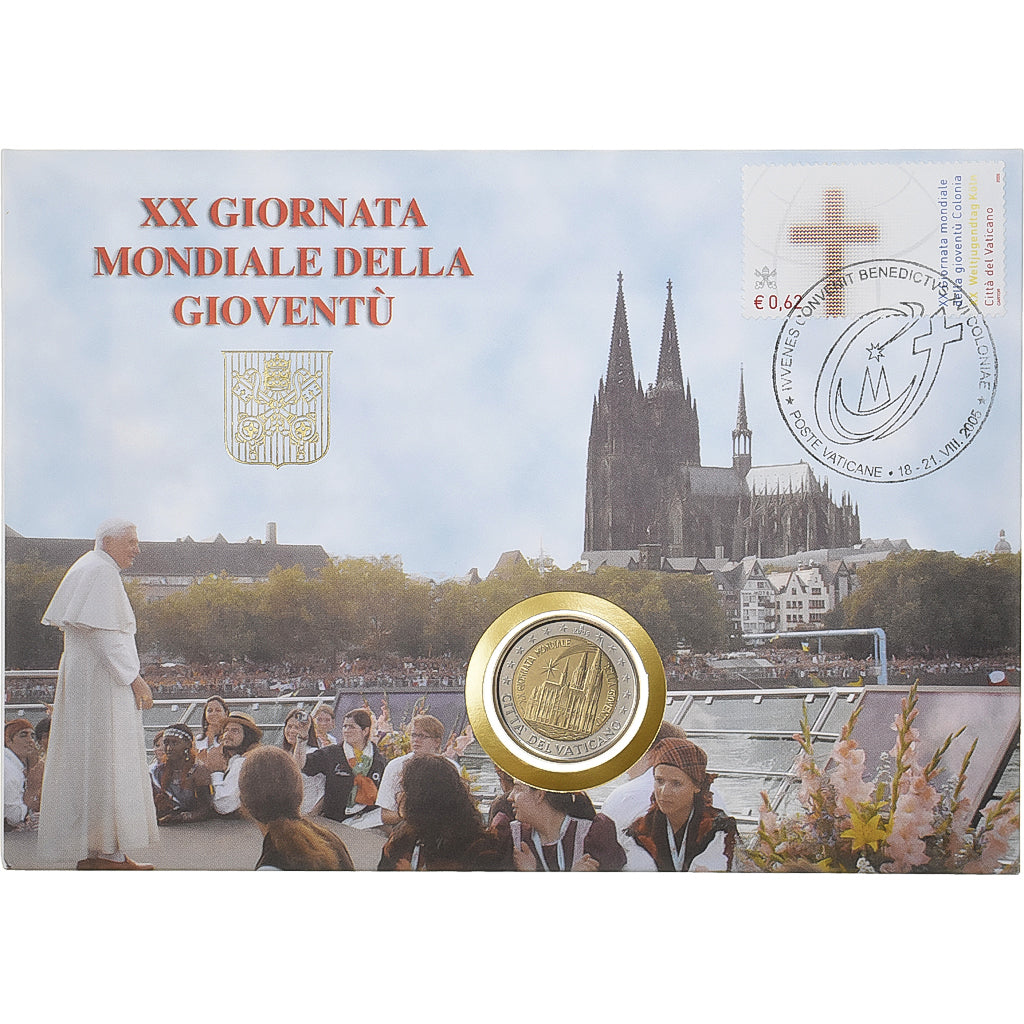 CIUDAD DEL VATICANO Benedict XVI 2 Euro + Stamp 20th World Youth Day ...