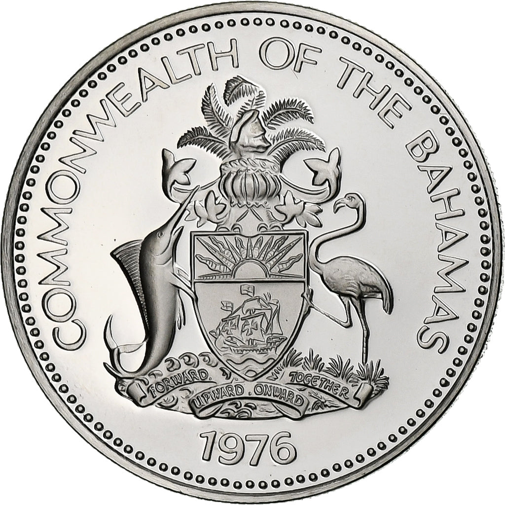 Bahamas 25 Cents 1976 Franklin Mint Proof Nickel MS(65-70) KM:63.1 ...