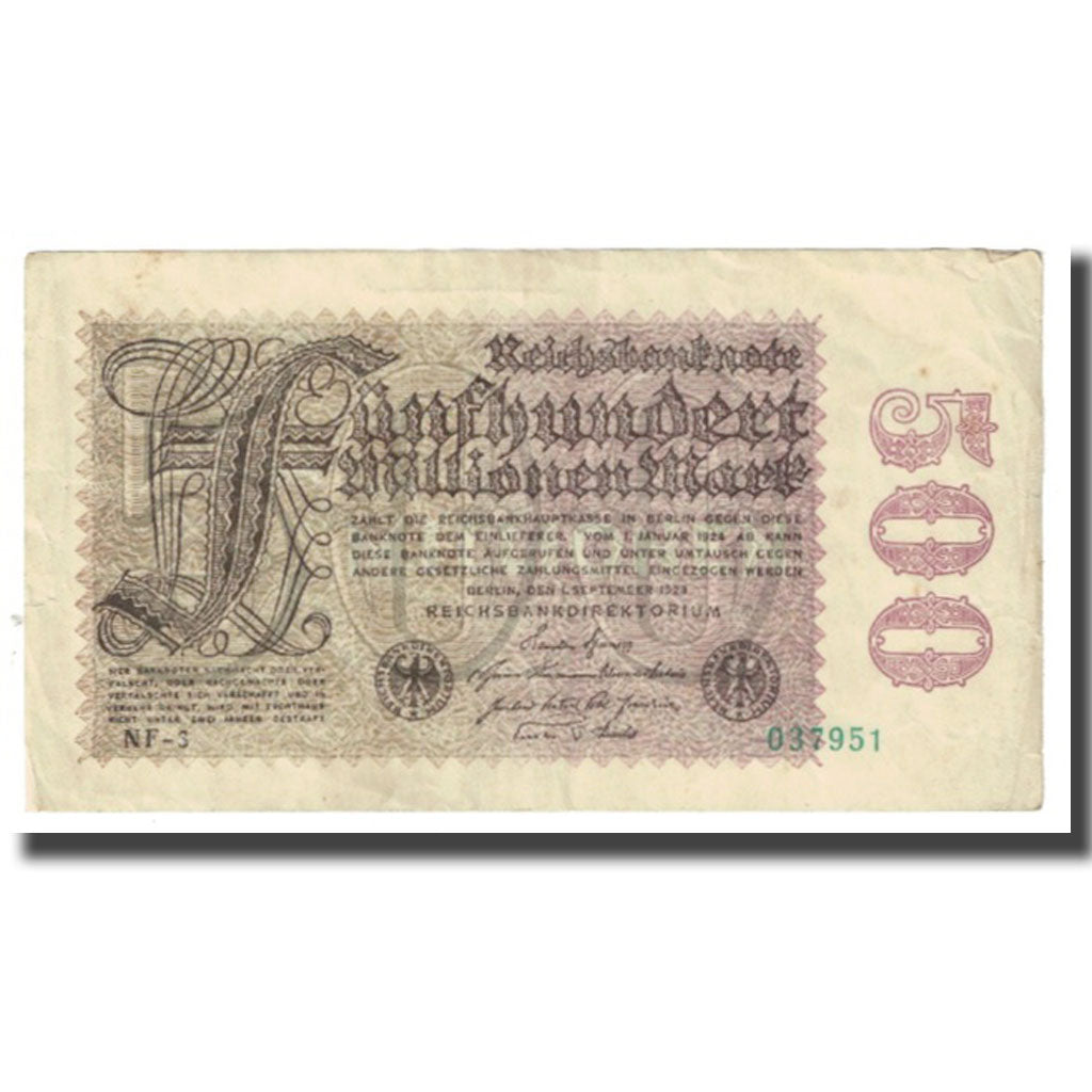 Banknote Germany 500 Millionen Mark 1923 1923-09-01 KM:110a EF(40-45 ...