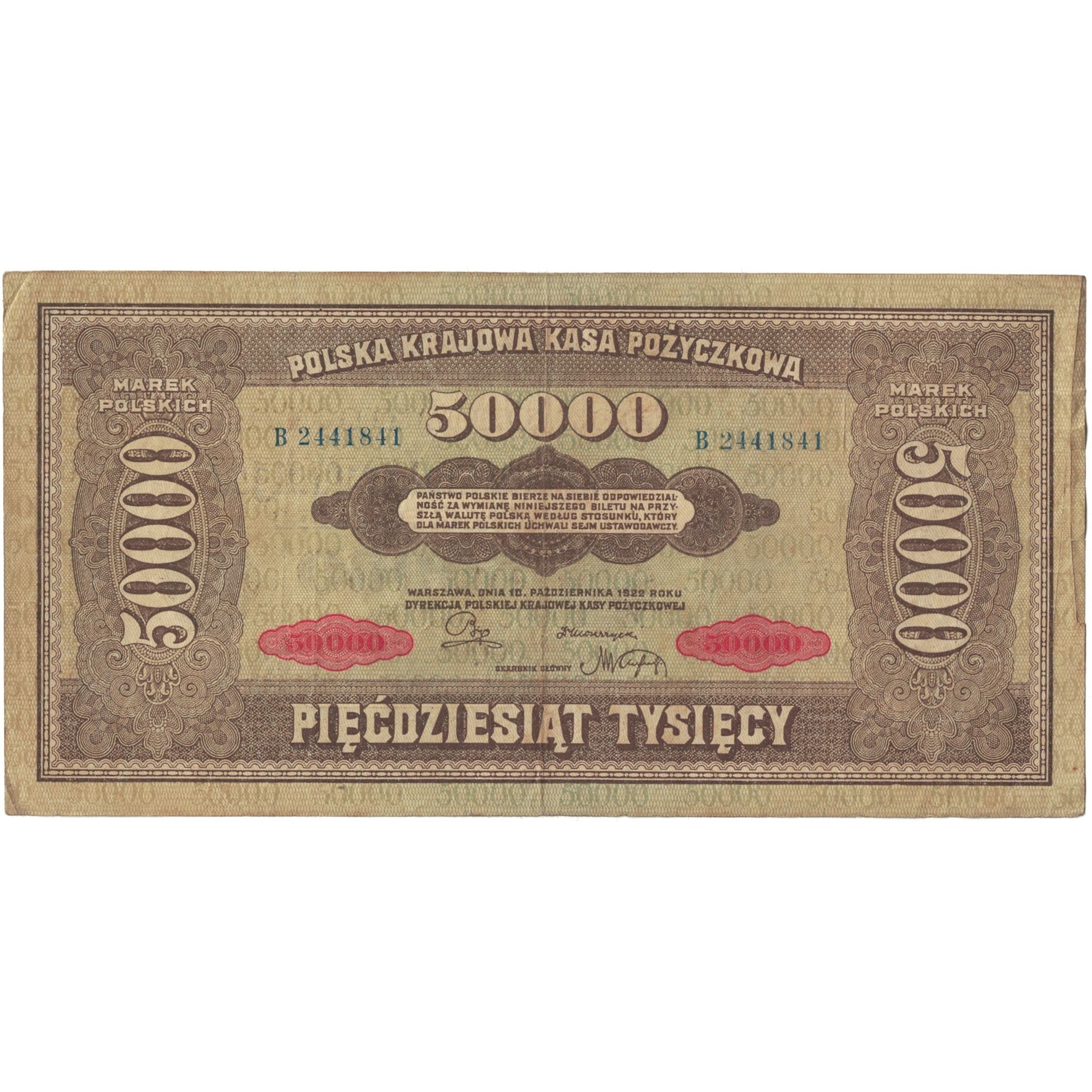 Billete 50000 Marek 1922-1923 Polonia 1922-10-10 KM:33 MBC – Numiscorner.com