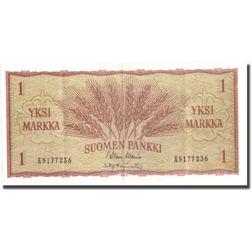 Banknote Finland 1 Markka 1963 1963 KM:98a AU(50-53) – Numiscorner.com