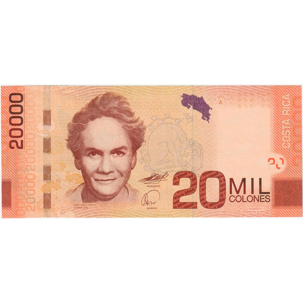Costa Rica 20000 Colones 2009 2009-09-02 KM:278 UNC(65-70 ...