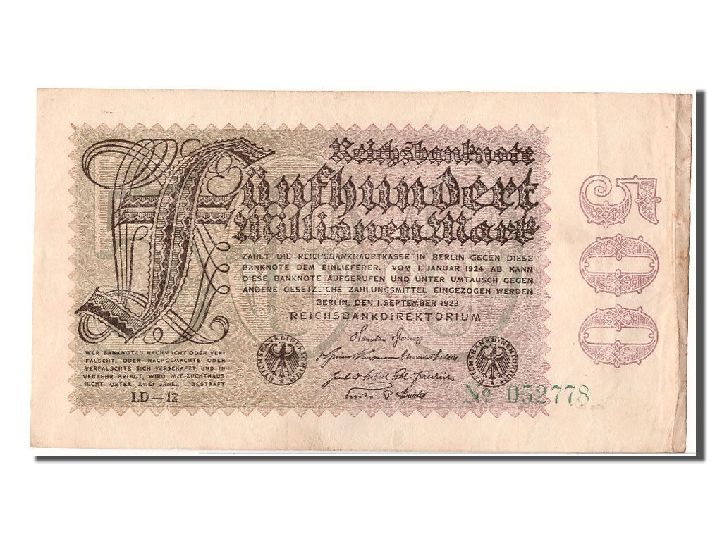 Banknote Germany 500 Millionen Mark 1923 1923-09-01 AU(55-58 ...