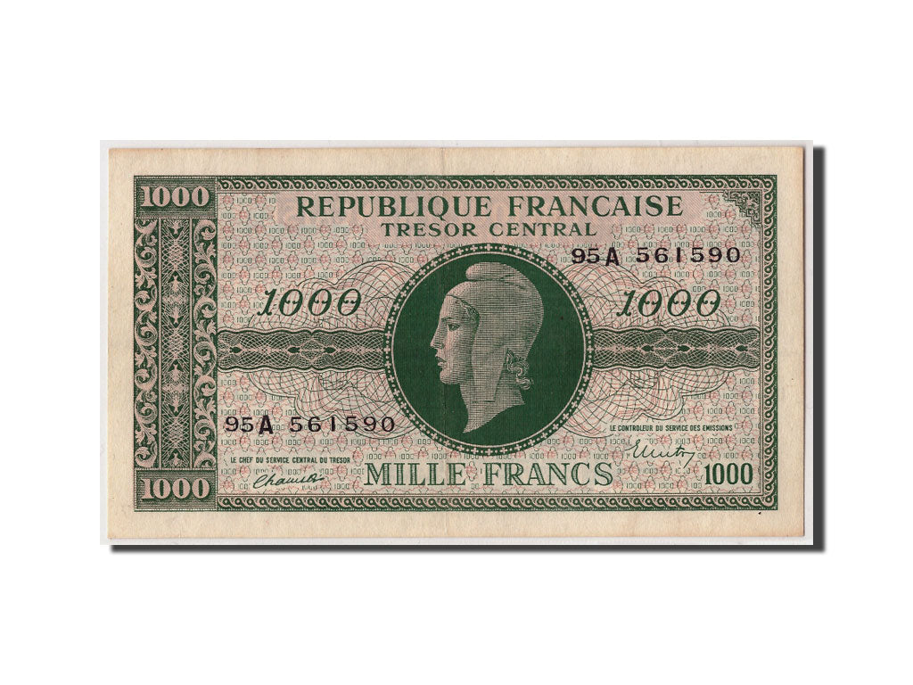 Banknote France 1000 Francs 1943-1945 Marianne undated (1945) Undated ...