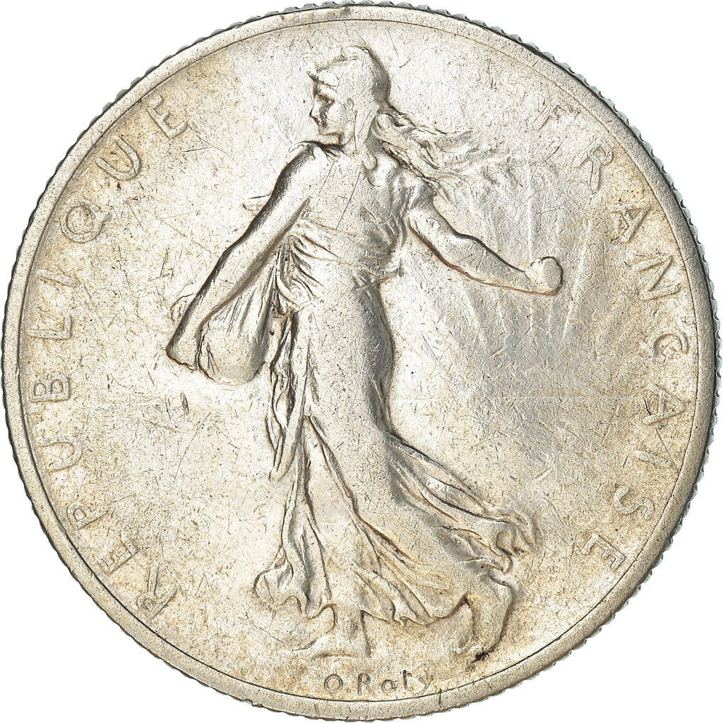 Moneta Francia Semeuse 2 Francs 1908 Paris MB+ Argento KM:845.1 ...