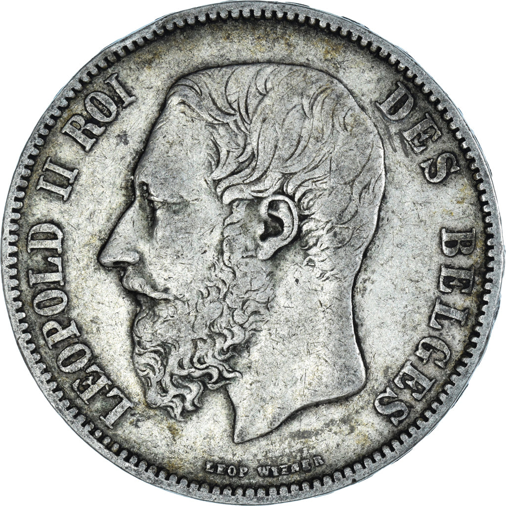 Munten België Leopold II 5 Francs 5 Frank 1873 ZF Zilver KM:24 ...