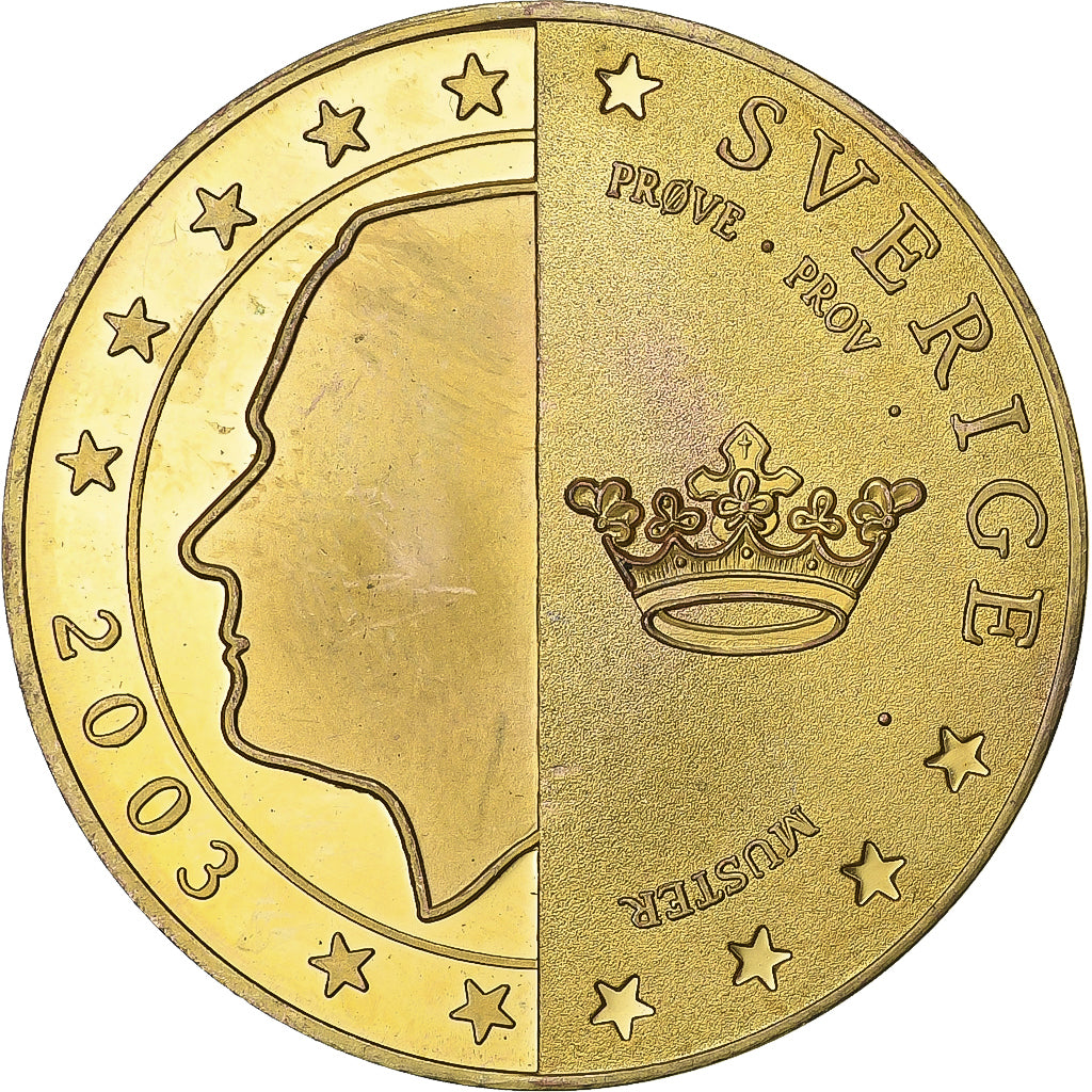 Sweden Carl XVI Gustaf 5 Euro Fantasy euro patterns Proof 2003 Goldine ...