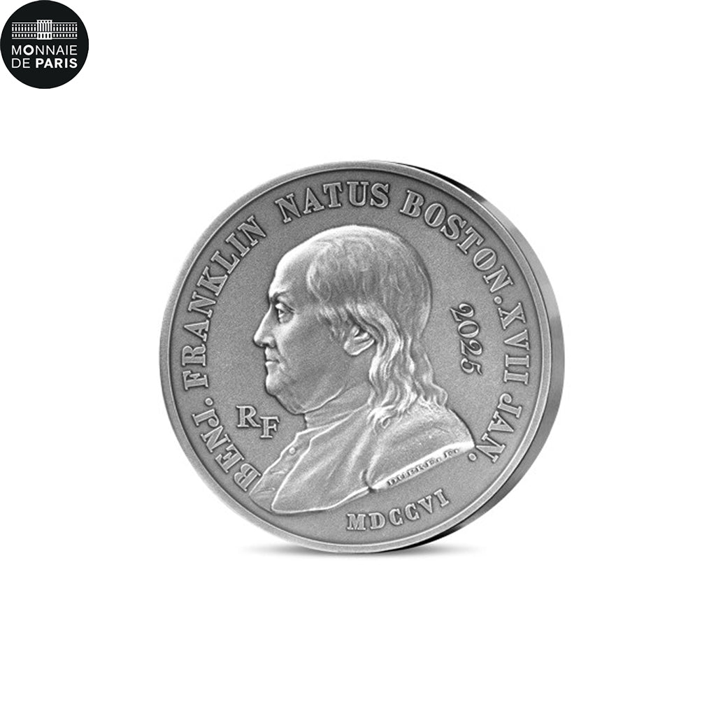 França Benjamin Franklin 25 Euro 2 Oz Higf Relief 2025 Monnaie de Paris ...