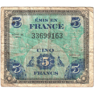 France 2 Francs Flag/France 1944 1944 AU(55-58) Fayette:VF16.1 KM:114a ...