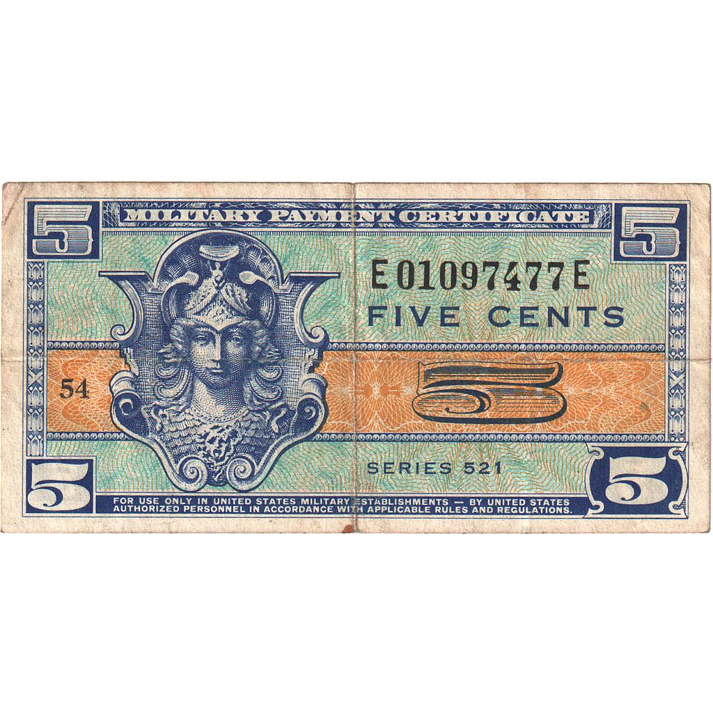 Banknote United States 5 Cents 1954 KM:M29a VF(30-35) – Numiscorner.com