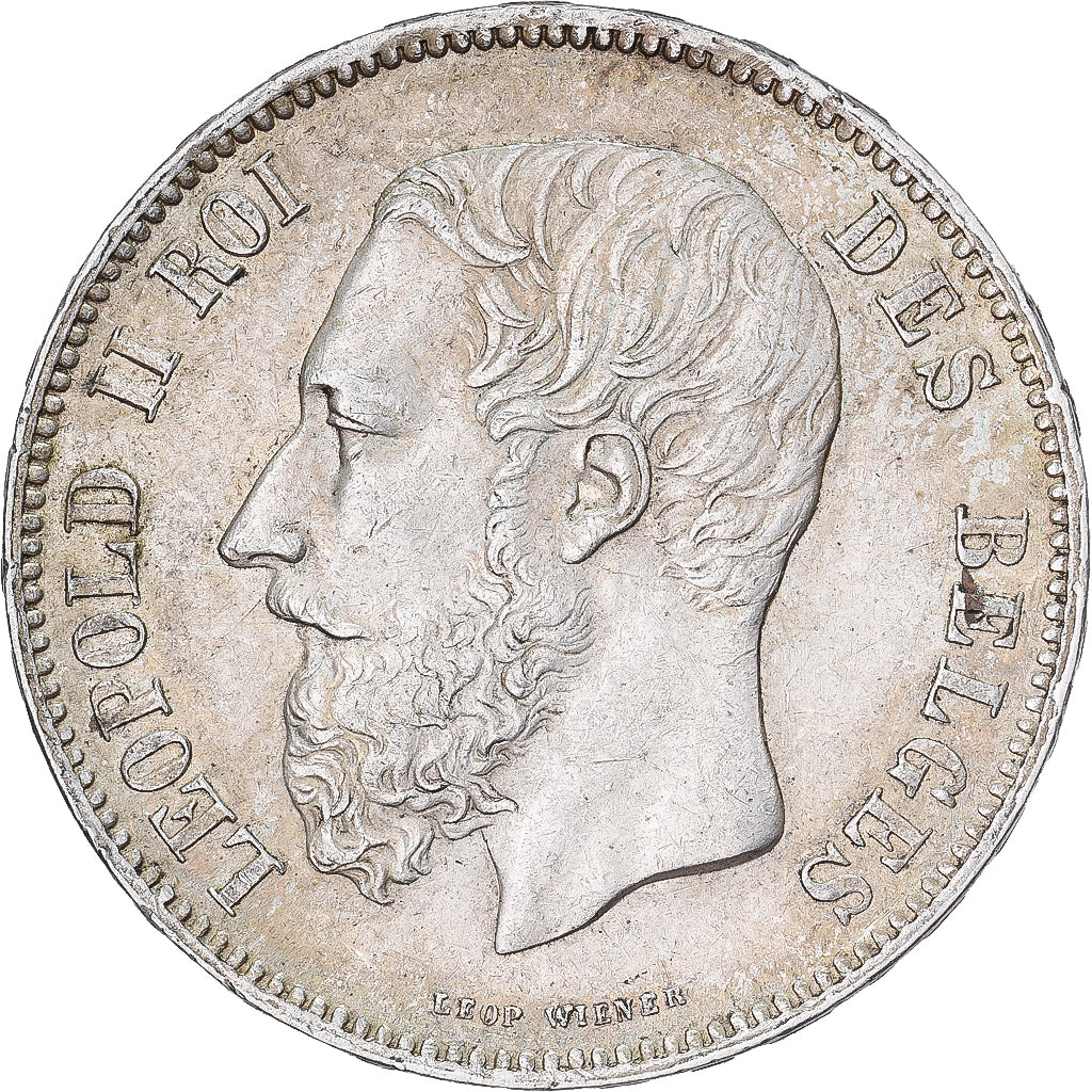 Belgium Leopold II 5 Francs 5 Frank 1870 Silver AU(50-53) KM:24 – Numiscorner.com