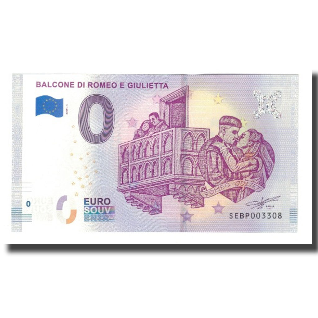 Italy Tourist Banknote - 0 Euro Italy - Verone - Le Balcon de Roméo et ...
